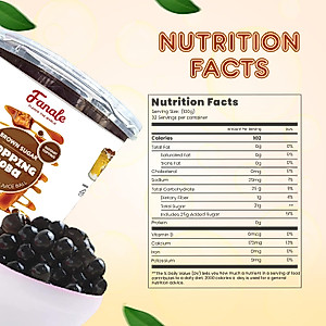 Fanale Brown Sugar Popping Boba Pearls, Vegan, Non GMO, Gluten Free, Fat Free, Perfect for Bubble Tea, Smoothies, Ice Cream, Desserts, and Beverages.