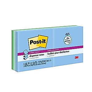 Post-it Super Sticky Pop-up Notes, 3x3 in, 6 Pads, 2x the Sticking Power, Poptimistic, Bright Colors, Recyclable (R330-6SST)