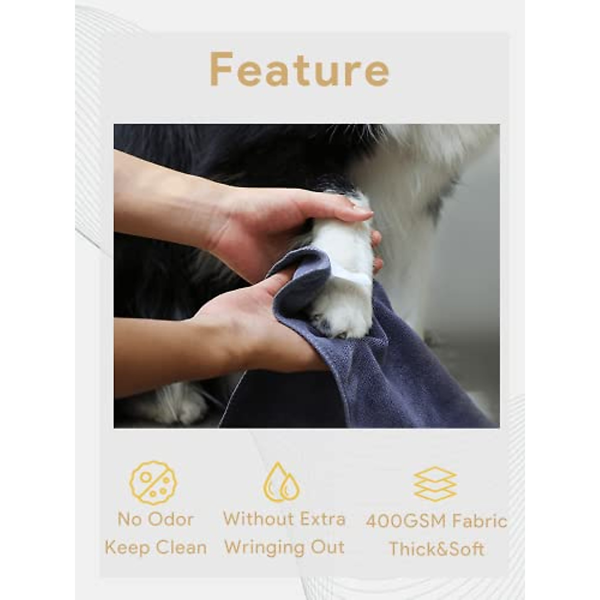 IEDASING'S CHOICE Dog Towel Pet Towel 2 Pack Super Absorbent Quick Drying Microfiber Towel Soft Suitable for Dog Bath Puppy Pet Grooming and Multi-Use, Microfiber Material, 16"x31" Grey