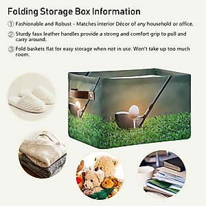 FZDXZJJ Sport Golf Ball Theme Storage Basket Bins, Cool Decorative Baskets Storage Box Collapsible Storage Cubes Organizer with Handles for Nursery Shelf Closet Office Home Bedroom, 2 Pack