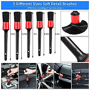 Lsyomne 20Pcs Car Wheel Tire Cleaning Brush Set, Detailing Drill Brush Set Car Detailing Brush Kit, Car Cleaning Kit with Tire Brush for Wash Wheels, Interior, Exterior, Dashboard, Leather, Air Vents