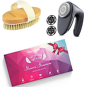 POPCHOSE Shower Steamers Aromatherapy - Dry Brushing Body Brush POPCHOSE Fabric Shaver, Rechargeable Lint Remover with 6-Blades Stocking Stuffers Christmas Gifts for Women and Mom