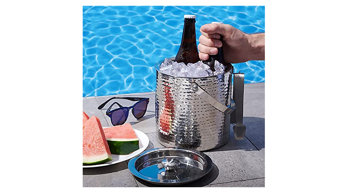 Colleta Home Hammered Ice Bucket - Stylish & Insulated
