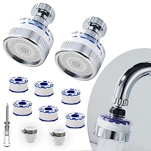 Faucet Filter, 360°Rotating Bathroom Sink Filter, Purifier Kitchen Faucet Filter to Remove Chlorofluoride Heavy Metal Hard Water, Kitchen Bathroom Universal Sink Water Filter Faucet.