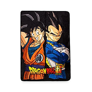 Dragon Ball Super Goku & Vegeta Fleece Throw Blanket | Plush Soft Polyester Cover For Sofa and Bed, Cozy Home Decor, Luxury Room Essential | Anime Manga Gifts For Adults, Teens | 45 x 60 Inches