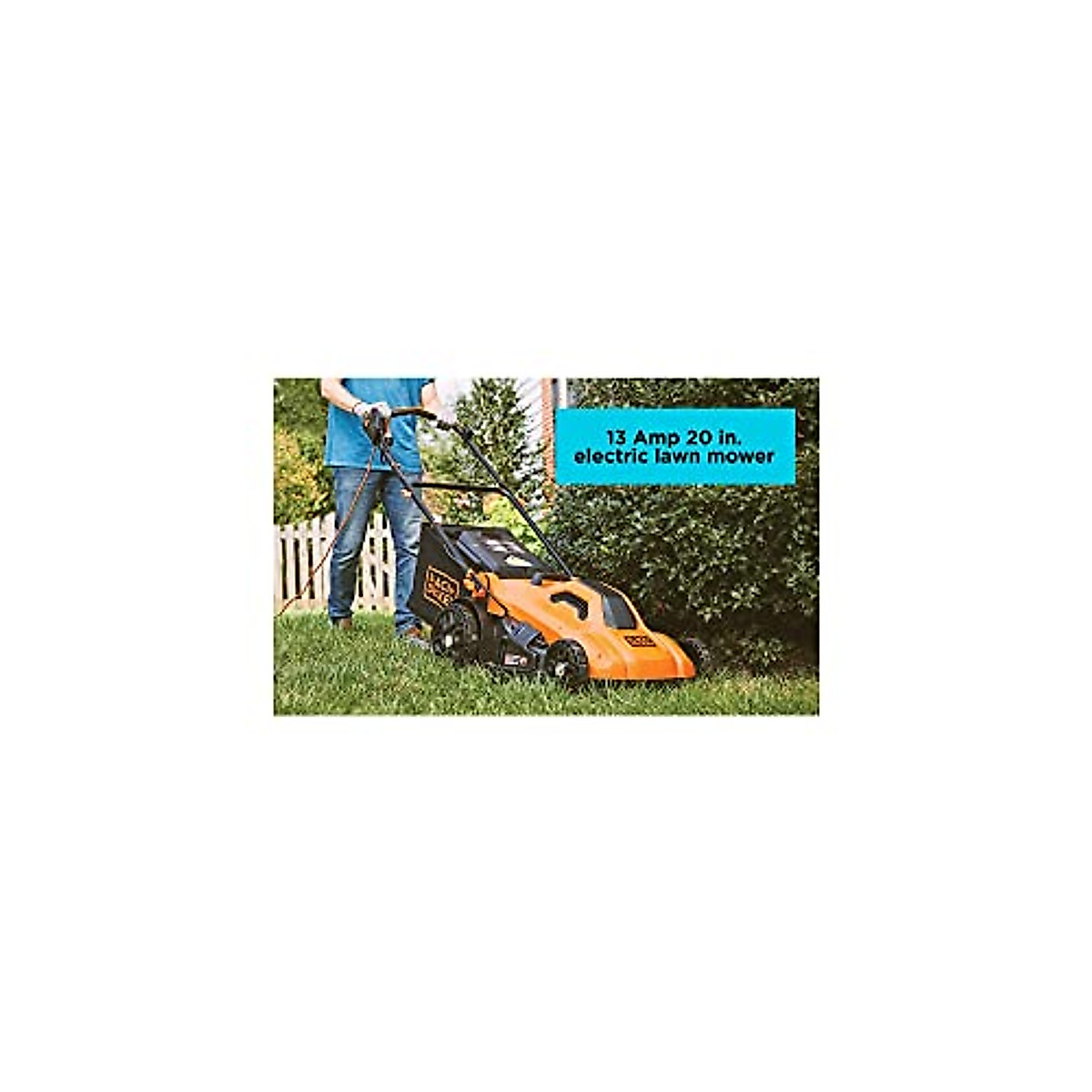 BLACK+DECKER Electric Lawn Mower, 13-Amp, Corded (BEMW213), 20", Orange