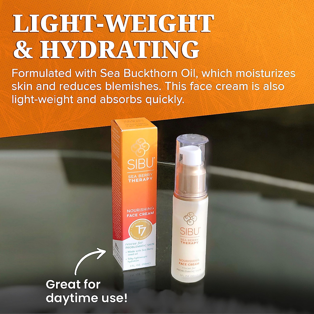 sibu Sea Buckthorn Nourishing Face Cream (1oz), Lightweight and Hydrating Face Cream – Amazing for Sensitive Skin, Breakouts, & Irritation