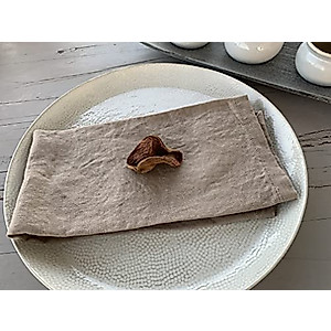 Linen Napkins –100% French Flax – Stonewashed Pure Linen Cloth Napkins - Size 18 Inch x 18 Inch – Set of 4 (Natural Rustic Taupe)