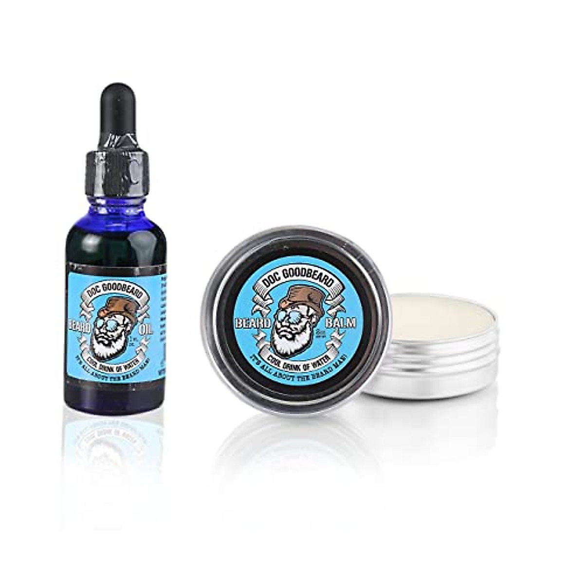 Doc Goodbeard Beard Growth Kit Includes Beard Balm and Beard Oil for Men - Natural, Organic, Softer, Smoother, Moisturized, Leave in Beard Conditioner for Men (Cool Drink of Water)