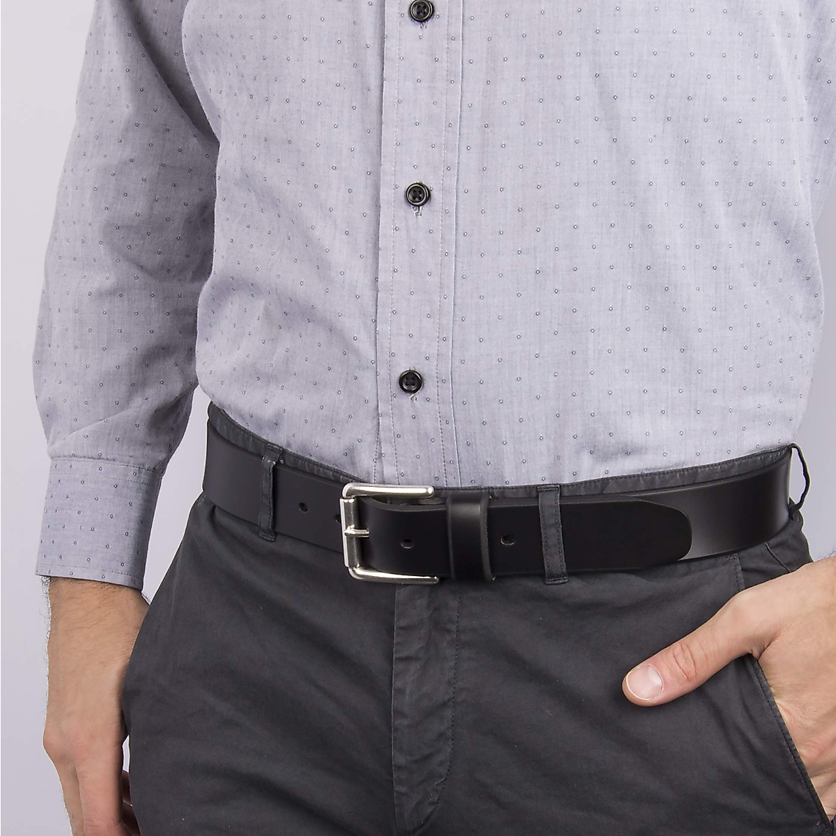 Dockers Men's Casual Leather Belt - 100% Soft Top Grain Genuine Leather Strap with Classic Prong Buckle, Black, 38