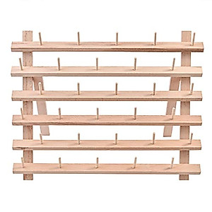 Exceart Thread Storage Rack 30 Spool Cone Foldable Wood Thread Rack Stand Embroidery Machine Holds DIY Bobbin Thread Organizer for Embroidery Craft Sewing Thread Stand Holder