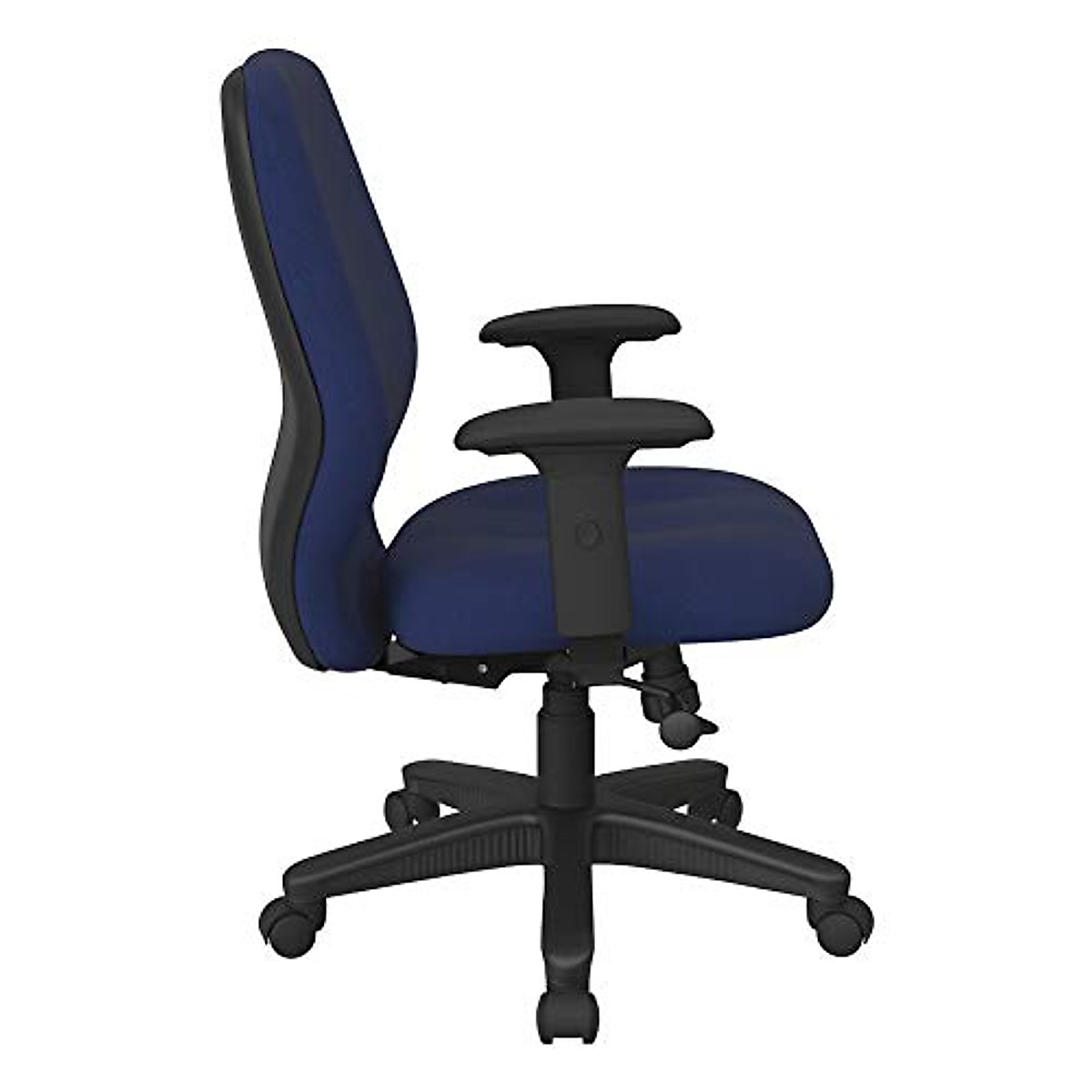 Office Star Ergonomic Mid Back Adjustable Office Desk Chair with Thick Padded Seat and Built-in Lumbar Support, Icon Navy Blue Fabric
