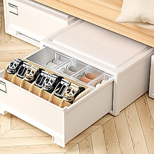 GREATSK Wood Belt Organizer Box,7 Grids Belt Rack, Belt Organizer for Closet and Drawer, Belt Storage Organizer and Displayer, Belt Organizer for Men Women (Natural Wood)