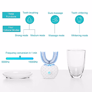 Electric Ultrasonic Toothbrush,360 Automatic Toothbrush,360 Sonic Electric Toothbrush,U Shape Automatic Toothbrush Home Travle use (White) (White)