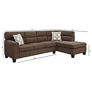 118" Wide Large Modern Upholstered L-Shaped Sectional Sofa with 2 Cushions, Modern Tufted Micro Cloth Couch with Soft Memory Foam Seats, 5 Seater Modular Sofa - Chocolate Brown - Oliver & Smith