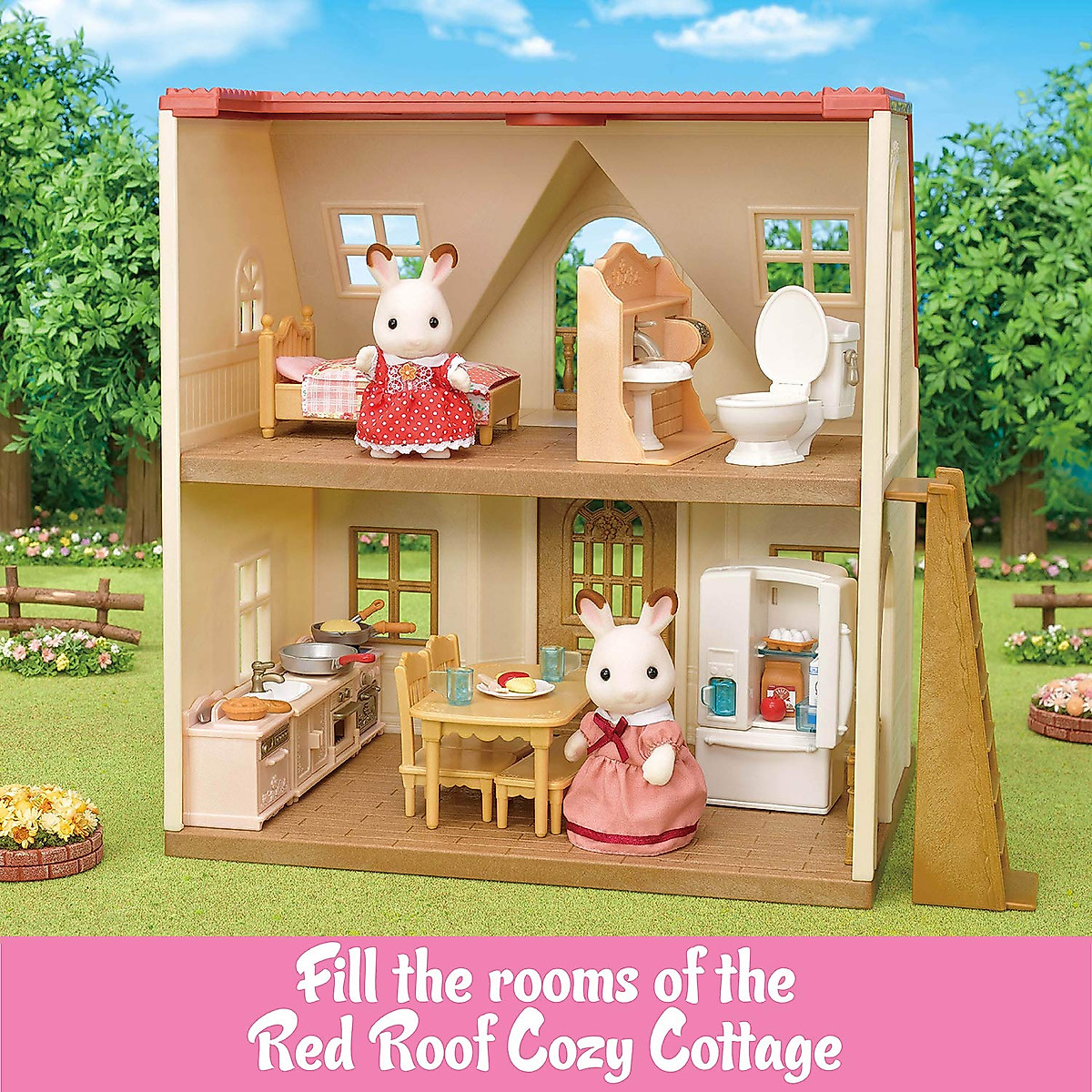 Calico Critters Playful Starter Furniture Set - Toy Dollhouse Furniture and Accessories Set with Collectible Figure Included