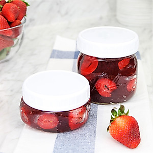 Cornucopia Wide Mouth Plastic Mason Jar Lids (24-Pack Bundle); 2 Dozen Unlined White Ribbed Lids, 86-450 Size