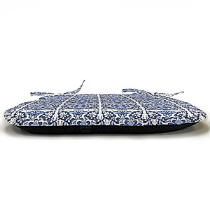 Lunarable Azulejo Chair Seating Cushion Set of 4, Ethnic Portuguese Ceramic Tiles Like Mosaic Motifs Traditional Design, Anti-Slip Seat Padding for Kitchen & Patio, 16"x16", Ivory and Lavender Blue