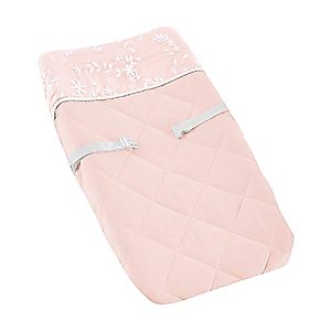 Sweet Jojo Designs Pink Floral Vintage Lace Girl Baby Nursery Changing Pad Cover - Solid Light Blush Luxurious Elegant Princess Boho Shabby Chic Luxury Glam Flower High End Boutique