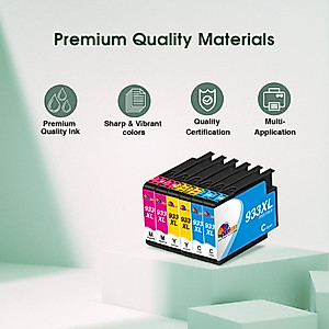 Clorisun 933 933XL Color Ink Cartridge Compatible for HP 933 933XL OfficeJet 6700 6600 7612 6100 7610 7510 7110 Printer (2Cyan, 2Magenta, 2Yellow) 6 Pack