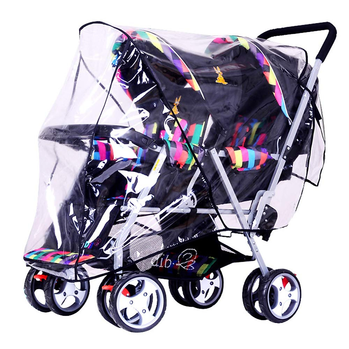 Universal Stroller Rain Cover for Pushchair Pram Rainproof Dustproof Windproof Rain Cover with Canopy and Zipper Door Easy Baby Lift in and Out,Easy to Install,Ideal Air Circulation