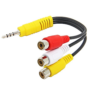 3.5mm to RCA AV Cable, AV Adapter for Samsung TV, Ancable 2-Pack 6-Inch(15cm) Component to 3.5mm Audio/Video Splitter for TV, DVD Player,Gamecube, Wii, Old Sega Saturn