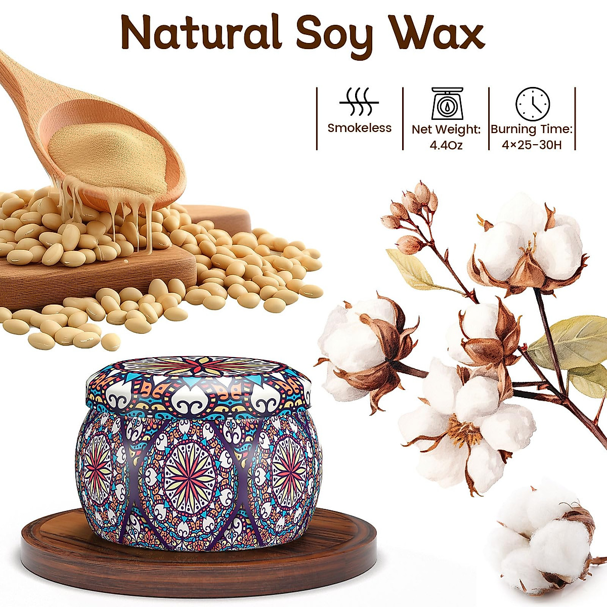 TranquilBliss Scented Candle Present Set, 4 Pack 4.4 Oz Scented Candles, 120H Lasting Burn Candles for Home Scented, Soy Wax, Presents for Women, Ideal Presents for Birthday