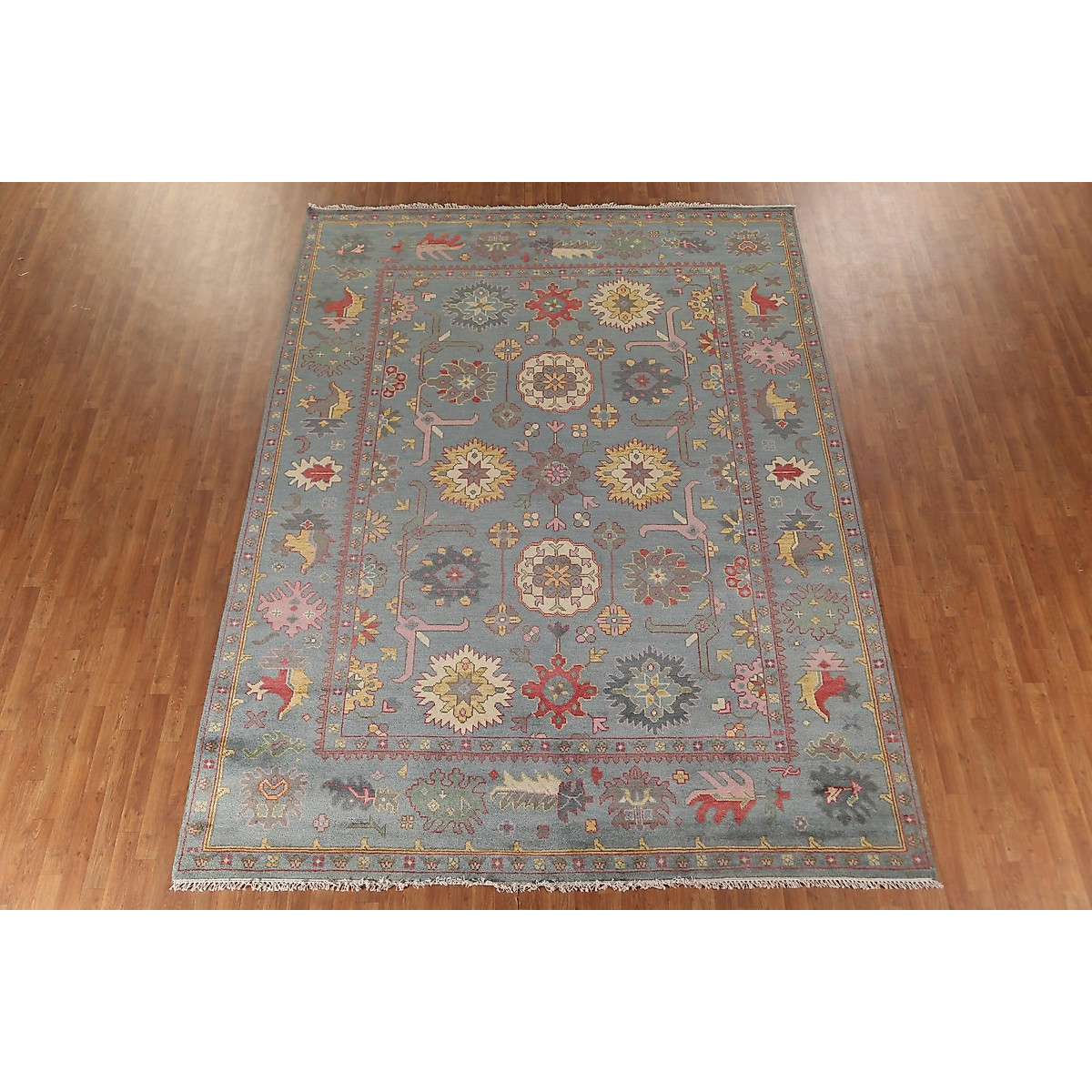 Transitional Collection 9 x 12 Oushak Area Rug, Floral/Geometric Wool Carpet for Home Décor, Living Room, Dining Room, and Bedroom