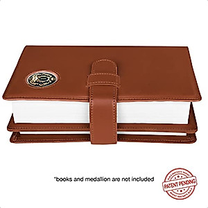 Genuine Leather Double AA Big Book Cover & 12 Steps & 12 Traditions | Medallion Holder | by Galileo | Perfect Gift | Alcoholics Anonymous (Genuine Leather, Hazelnut)