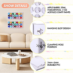 Hicarer 2 Pcs 21 Holes Craft Paint Storage Organizer Vertical Paint Rack Stand Paint Storage Containers Wall Mounted Paint Holder Removable Paint Organizer Box for 2oz Paint Bottle Art Supplies