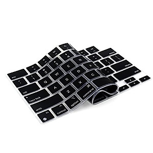 ProElife Keyboard Cover Skin for 2023 MacBook Air 15 inch M2 A2941 / MacBook Pro 14 16 inch M3 M2 Pro/Max A2918 A2992 A2991 A2779 A2780 US Enter (ANSI) Silicon Keyboard Protector Accessory (Black)