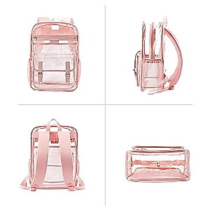 Telena Clear Backpack, Heavy Duty PVC Transparent Backpack with Reinforced Strap, See Through Bookbag for College Workplace