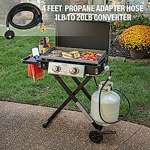 4 Feet Propane Adapter Hose 1lb to 20lb Converter for QCC1 / Type1 Tank Connects 1 lb Bulk Portable Appliance to 20 lb Propane Tank, Propane Converter Hose Compatible with Weber q1200 q1000 Grill