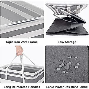 Large Laundry Basket, Waterproof, Freestanding Laundry Hamper, Collapsible Tall Clothes Hamper with Extended Handles for Clothes Toys in The Dorm and Family-(Gr