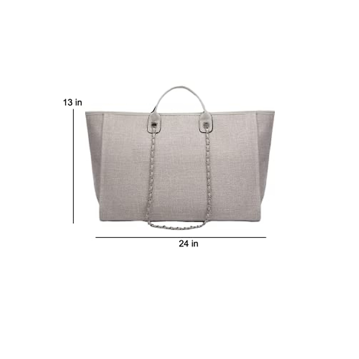 YVLSS Women's Oversized Designer Canvas Tote Handbag (Grey, Large)