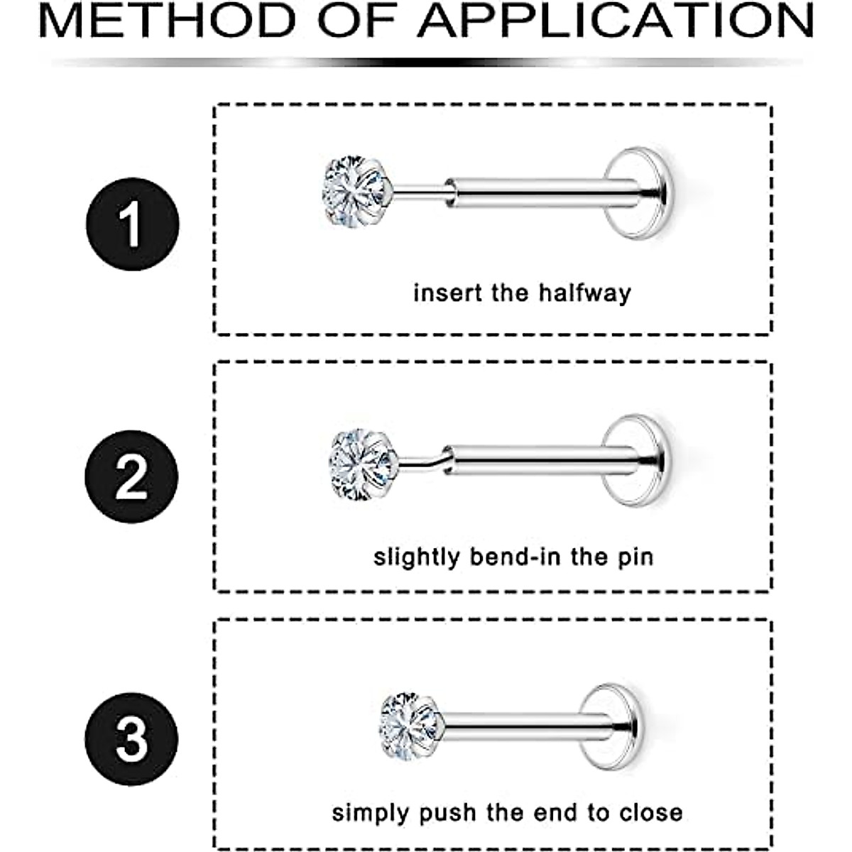 9pcs Threadless Push in nose rings studs for Multiple Piercing,316L Surgical Stainless Steel lip rings studs Labret Jewelry Cartilage Tragus Helix Earrings Studs Monroe Medusa Piercing Jewelry for