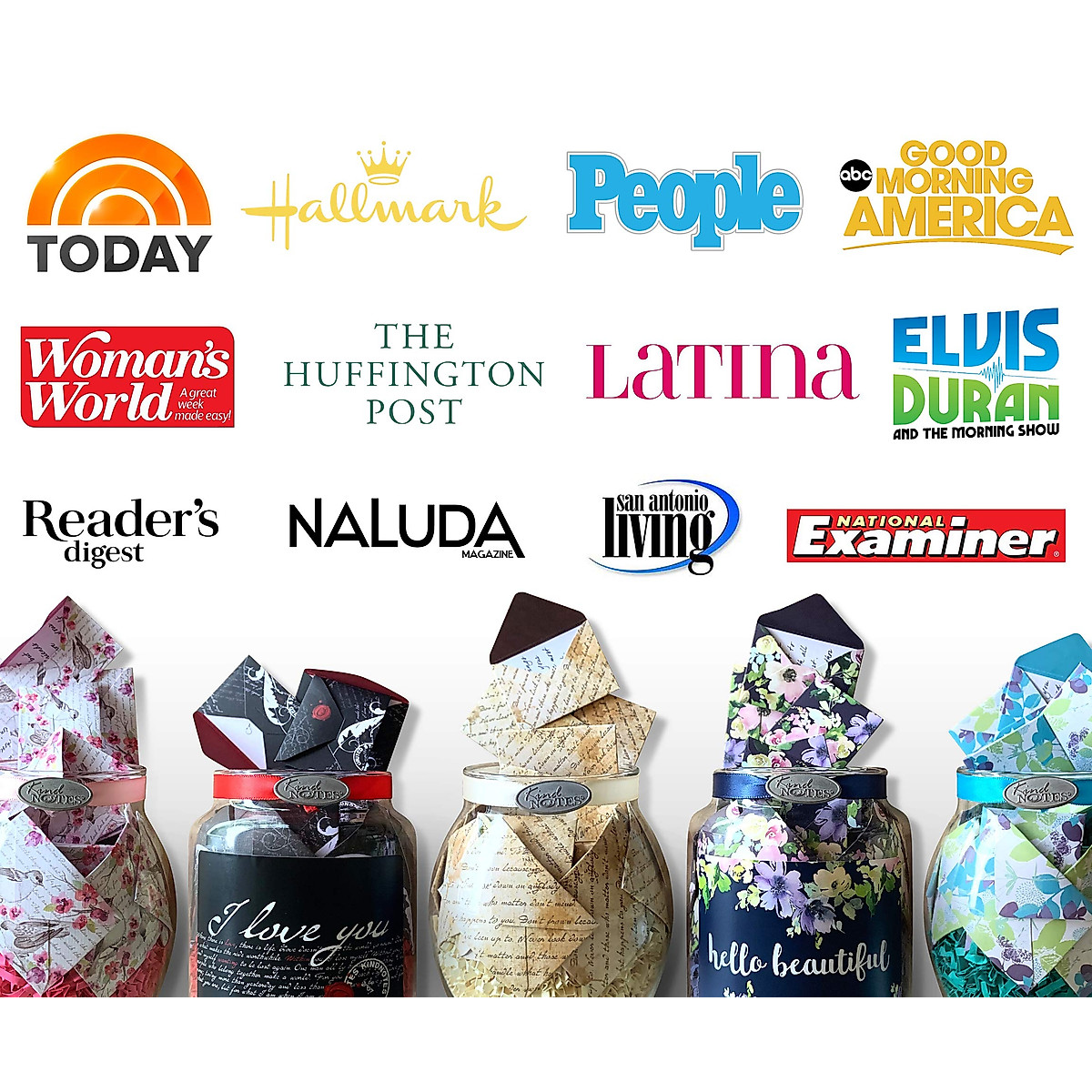 KindNotes Glass Keepsake Gift Jar with Birthday Messages - Fresh Cut Floral You are Loved Design