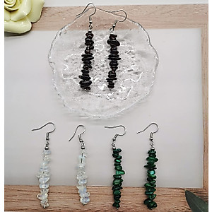 SAMOCO 10 Pairs Natural Stone Beaded Dangle Earrings for Women Colorful Crystal Drop Hook Earrings Chakra Gemstone Chip Earrings Set Meditation Yoga Jewelry