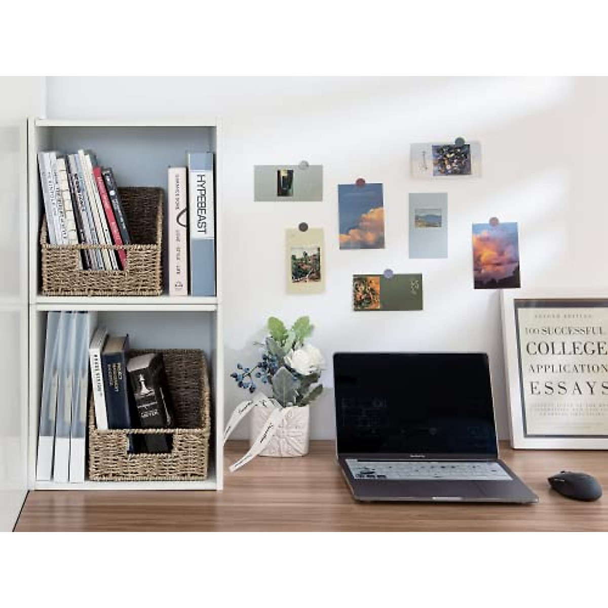 StorageWorks Seagrass Wicker Baskets with Built-in Handles, Hand Woven Baskets for Organizing, 2-Pack