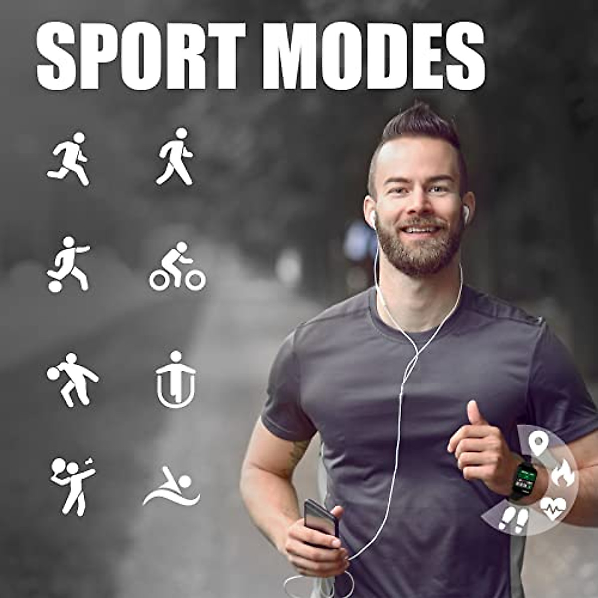 Choiknbo Smart Watch, Fitness Tracker SmartWatch for Android/iOS Phones, 1.69" Full Touch Screen with Heart Rate Sleep, Step Counter, IP68 Waterproof Smart Watches for Man/Women