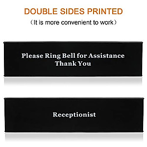 Boao Desk Service Dinner Bell Metal Construction Call Bell and Double Side No Receptionist Sign Please Ring Bell Sign for Service Assistance for Hotel School Restaurant Reception Area (sliver Bell)
