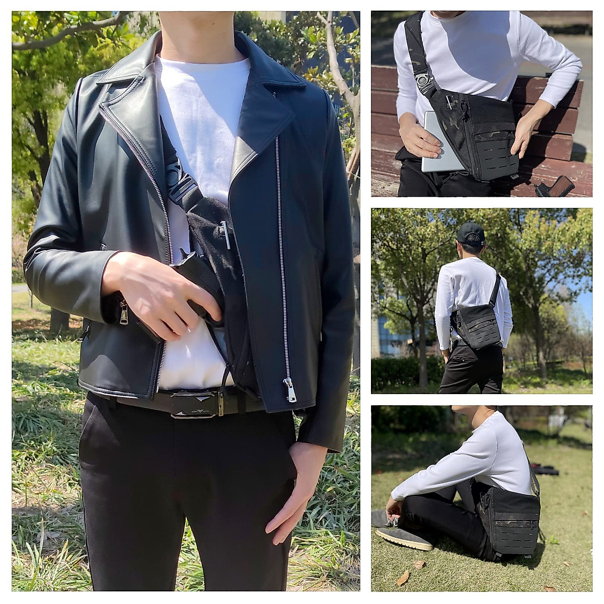 Concealed Carry Bag for Men, Chest Holster Sling Bag of Pistols Anti-Thief Crossbody Daypack Personal Pocket Sling Pack