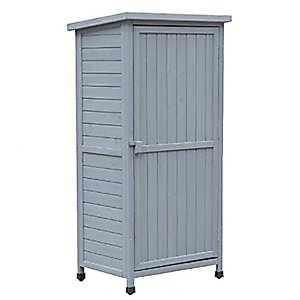 YCDJCS Garden Cabinets Outdoor Wooden Tools Cabinet Waterproof 4-Tier Adjustable Layer Garden Tool Shed Courtyard Sundry Box Storage Sheds (Color : Gray, Size : 69.5 * 52 * 142 cm)