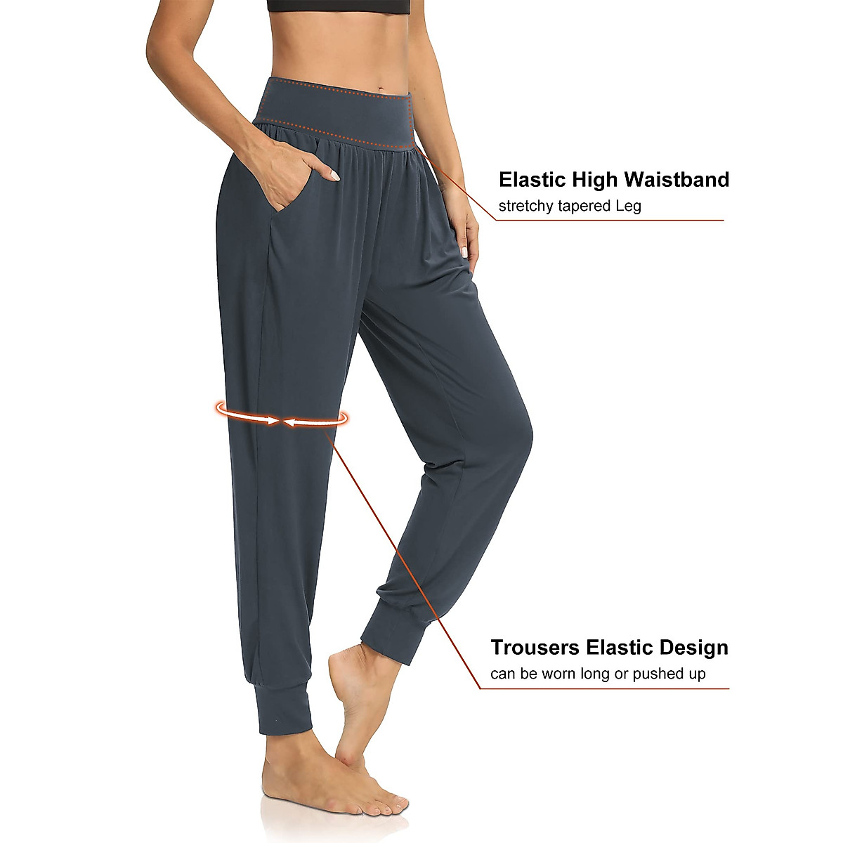 DIBAOLONG Womens Yoga Joggers Loose Workout Sweat Pants Comfy Lounge Pants with Pockets Deep Gray M