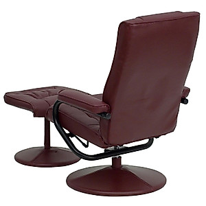 Flash Furniture Rachel Contemporary Multi-Position Recliner and Ottoman with Wrapped Base in Burgundy LeatherSoft