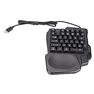 One Handed Gaming Keyboard 35 Keys Waterproof Wide Palm Rest Black Single Handed Keyboard for Computer Mobile Games
