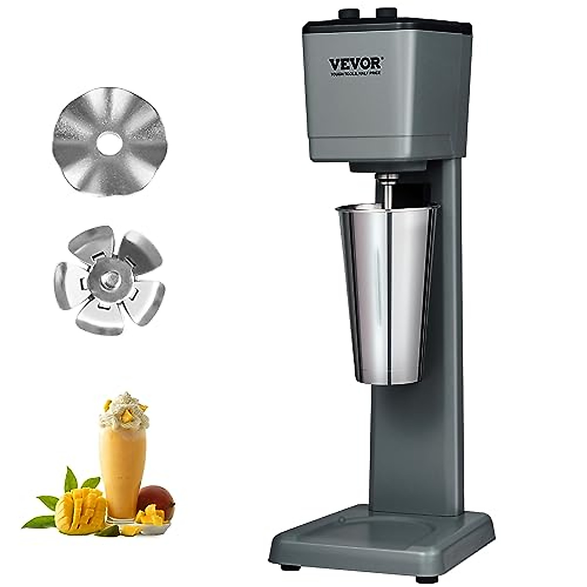 VEVOR Milkshake Maker Machine, 375W Commercial Milk Shake Maker Mixer, Single Head Drink Mixer Blender Machine, 3-Speed Milkshake Blender with 27.7oz Stainless Steel Cup for Commercial