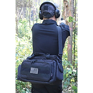 DBTAC Gun Range Bag Deluxe Middle Size | Tactical 2~4 Pistol Shooting Range Duffle Bag with Lockable Zipper for Handguns and Ammo (Black)