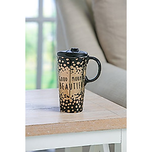 Cypress Home Good Morning Beautiful 17 Oz Ceramic Travel Coffee Mug