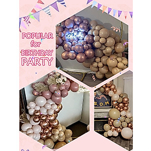 Boho Balloon Garland Arch Kit - 162Pcs Double Stuffed Dusty Rose Balloon Blush Pastel Pink Chrome Rose Gold Crean Peach Nude Balloons for Birthday Baby Shower Bridal Wedding Party Decorations